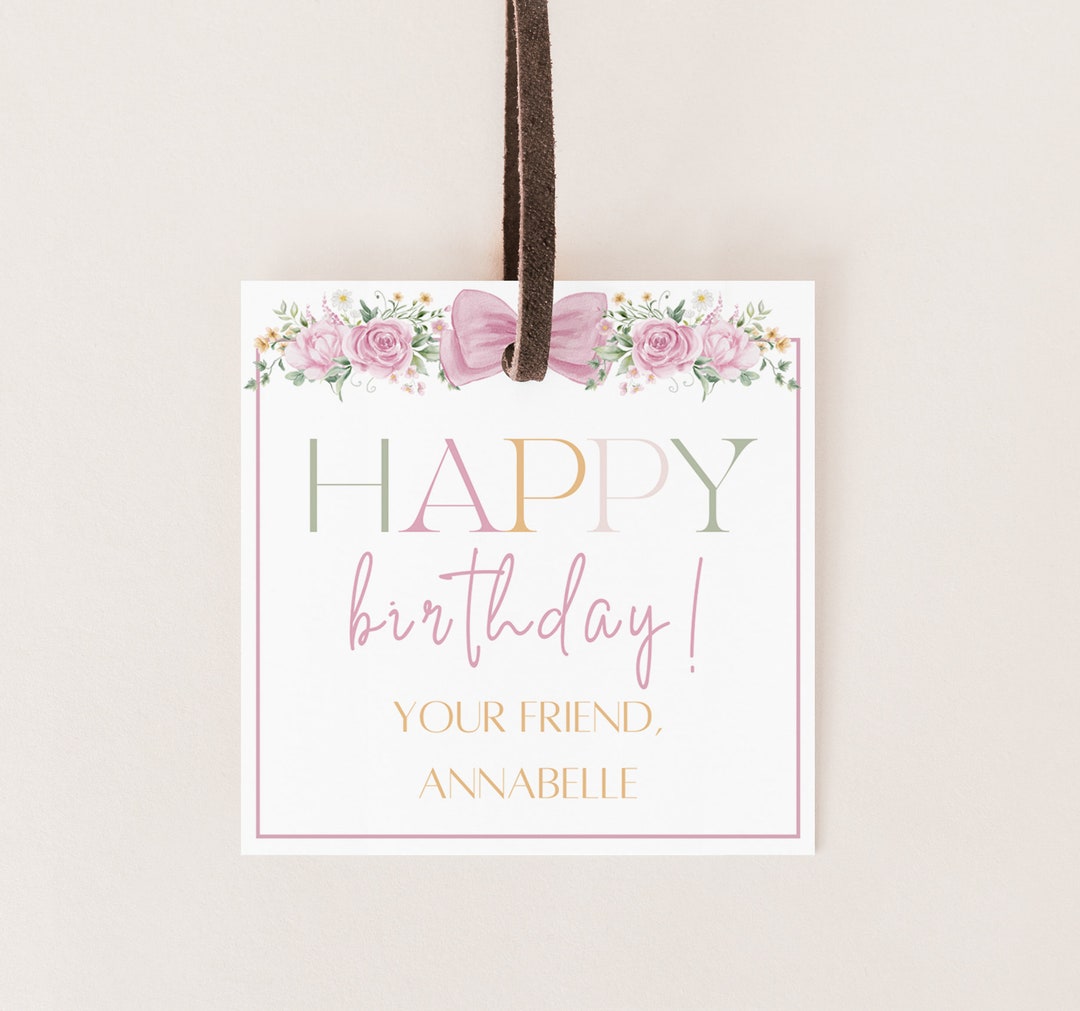 Printable Flower Gift Tag, Kids Gift Tags, Printable Tags for Girls ...