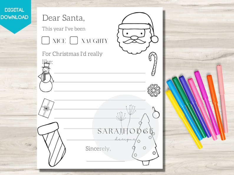 Letter to Santa Coloring Page Christmas List Coloring Sheet - Etsy