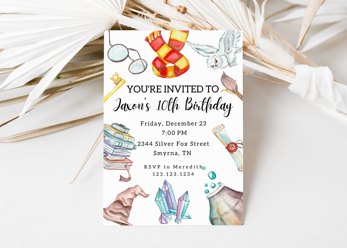 Wizard Birthday Invitation, Wizard Birthday Invite, School of Wizardry ...