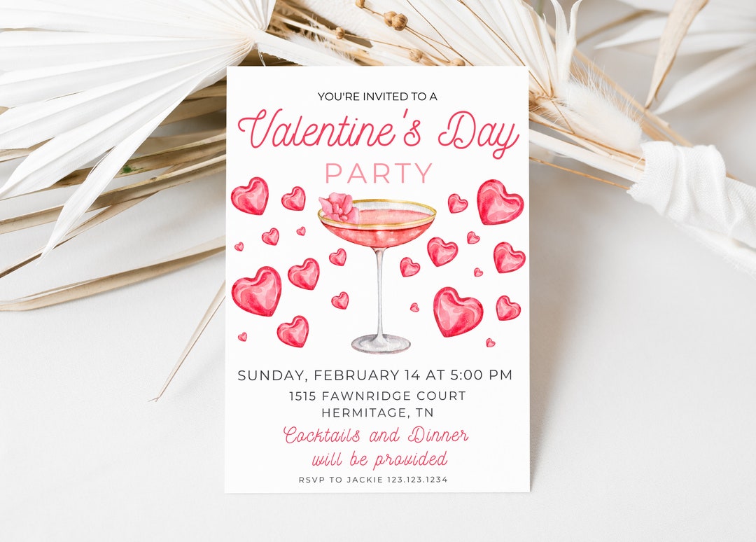 Valentine's Invitation, Valentine Party Invitation, Valentine Party ...