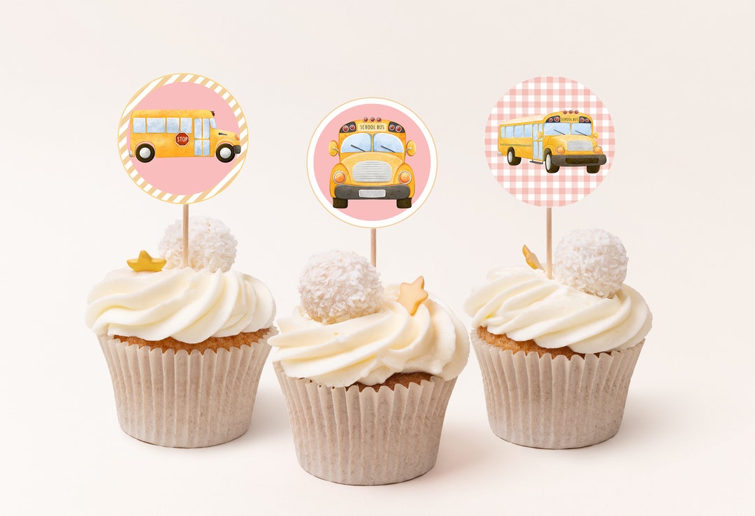 INSTANT DOWNLOAD Wheels on the Bus Cupcake Topper, Printable, Wheels on ...