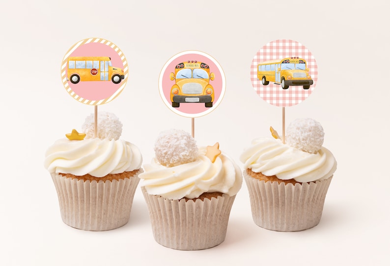 INSTANT DOWNLOAD Wheels on the Bus Cupcake Topper, Printable, Wheels on ...