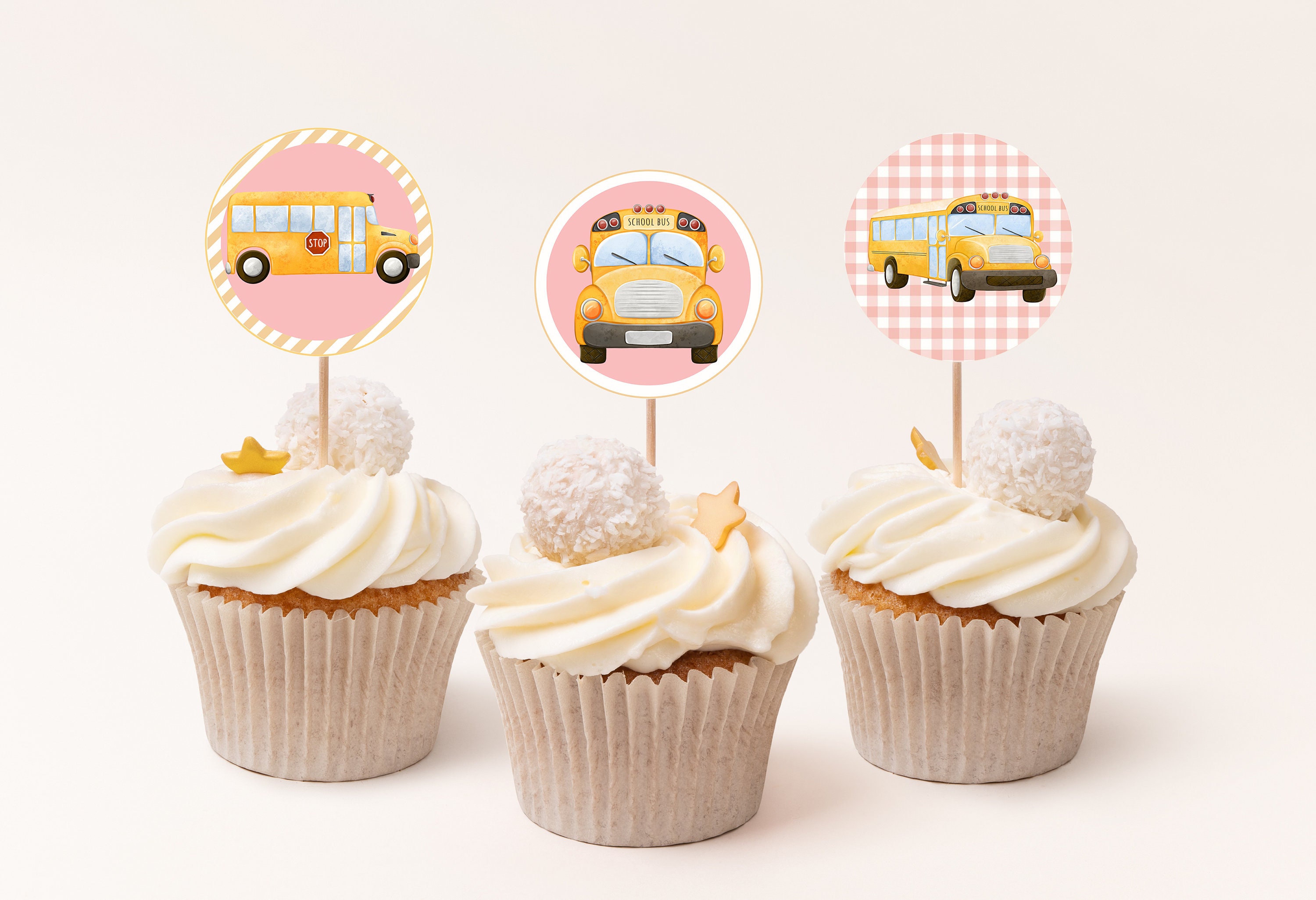 INSTANT DOWNLOAD Wheels on the Bus Cupcake Topper, Printable, Wheels on ...