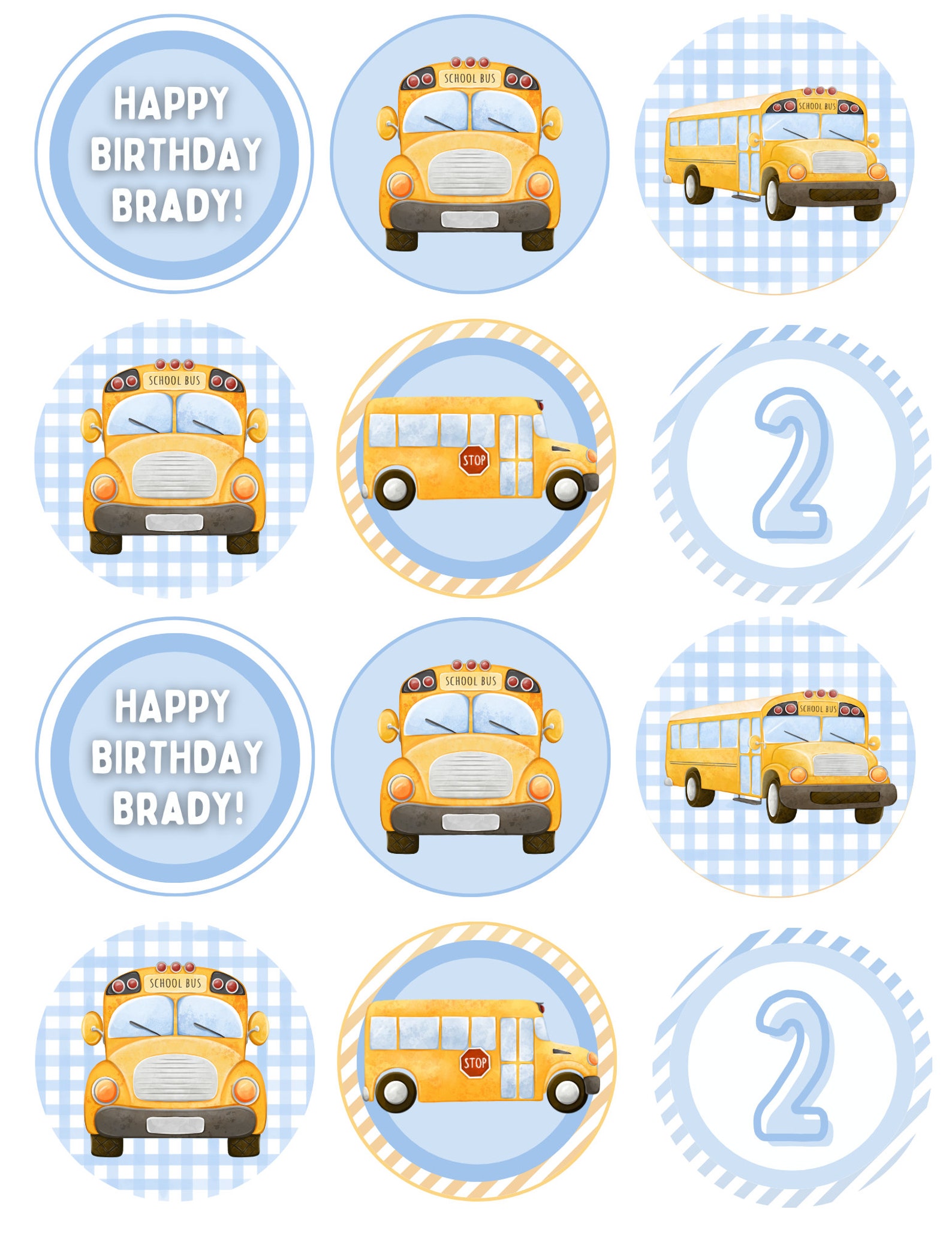 INSTANT DOWNLOAD Wheels on the Bus Cupcake Topper, Printable, Wheels on ...