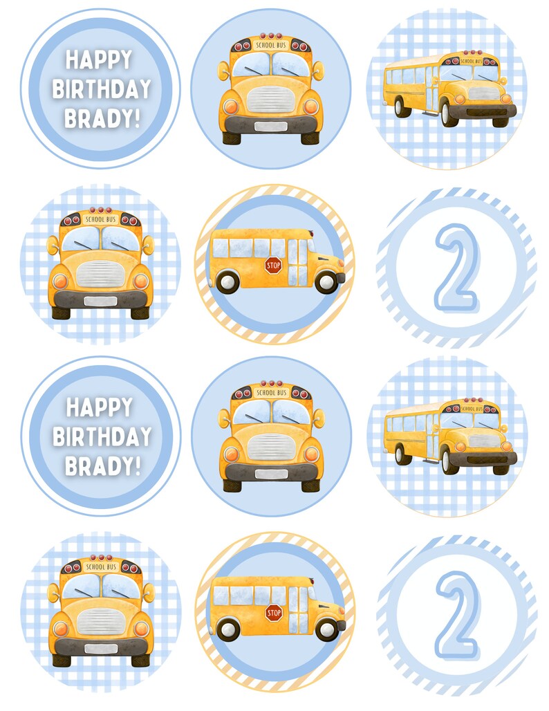 INSTANT DOWNLOAD Wheels on the Bus Cupcake Topper, Printable, Wheels on ...