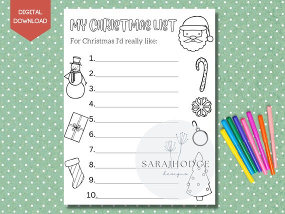 Christmas List Printable Christmas List Coloring Sheet - Etsy