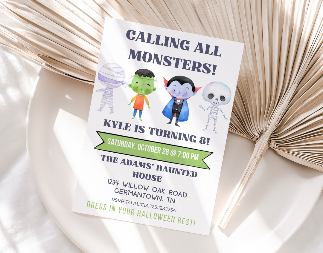 Halloween Invitation, Halloween Birthday Invitation, Halloween Party ...