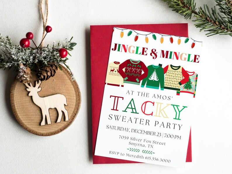 Tacky Sweater Invitation, Ugly Sweater Invitation, Tacky Sweater Party ...