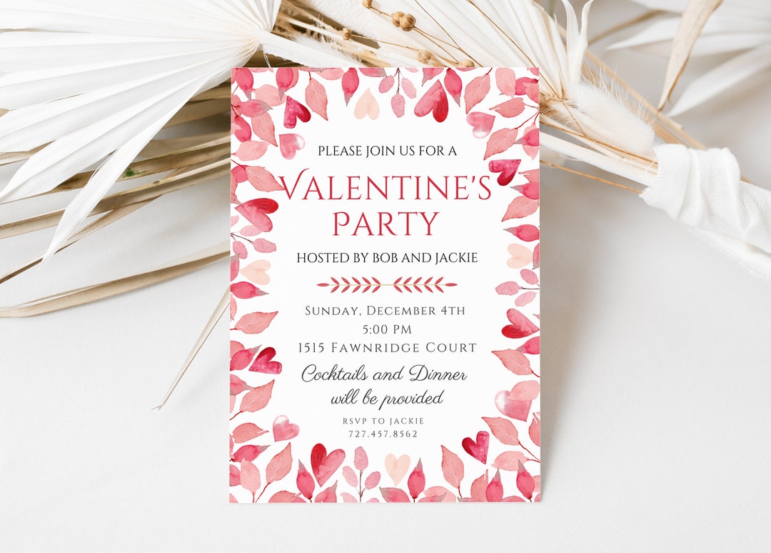 Valentine's Invitation, Valentine Party Invitation, Valentine Party ...