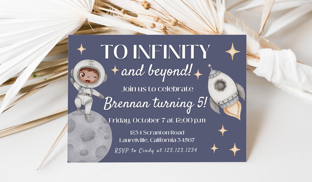 To Infinity and Beyond Invitation, Astronaut Invitation, Outer Space ...