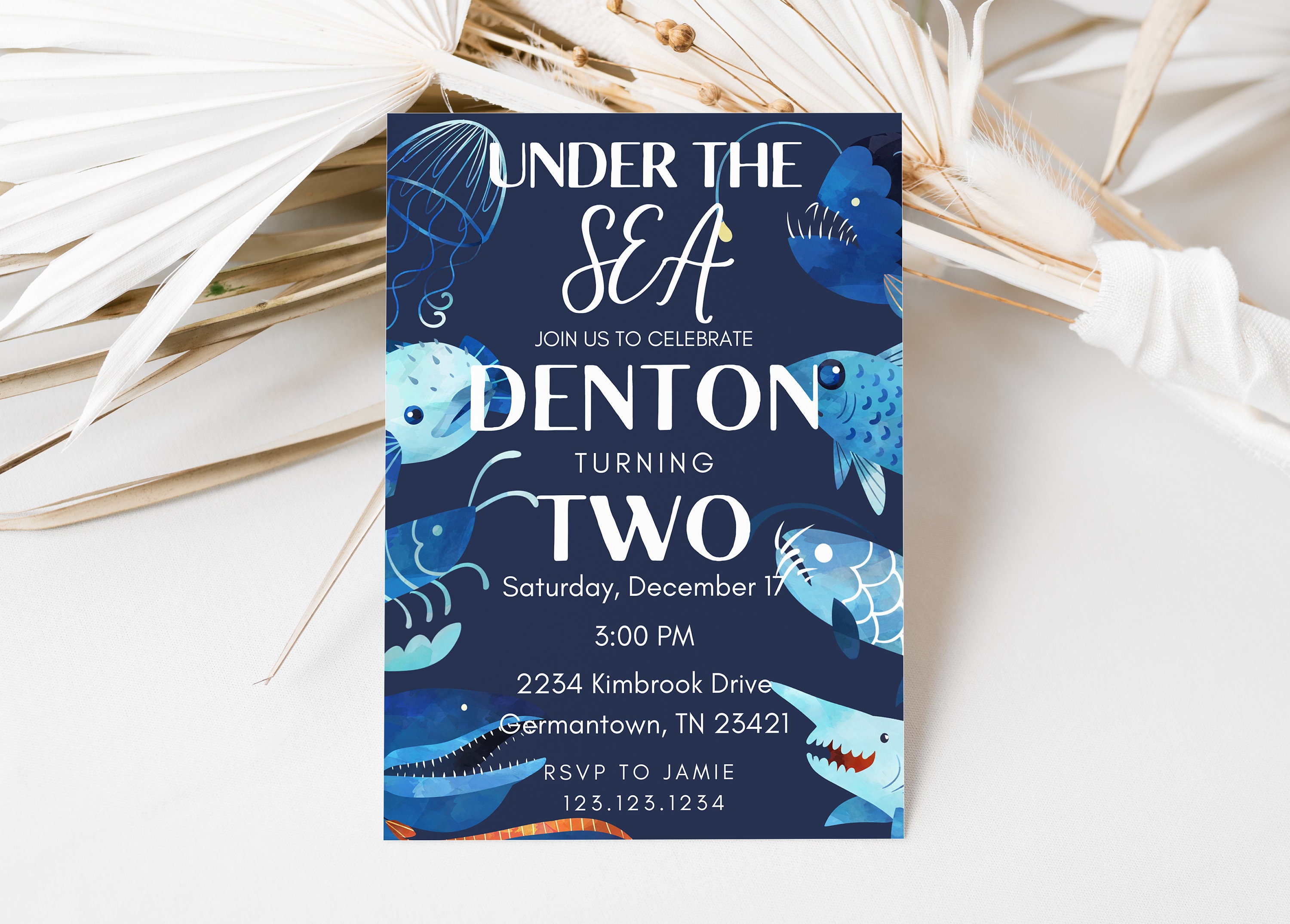 Deep Sea Invitation, Under the Sea Invitation, Deep Sea Theme Birthday ...