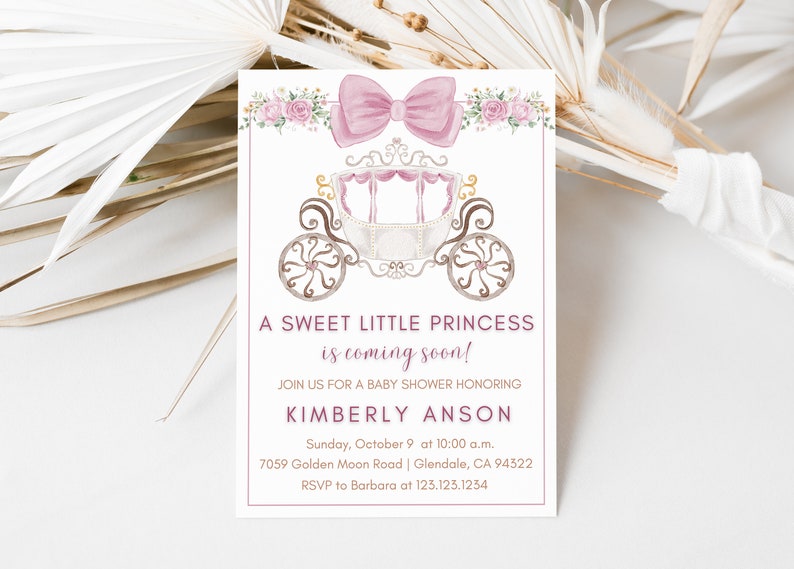Princess Carriage Baby Shower Invitation Template Printable - Etsy