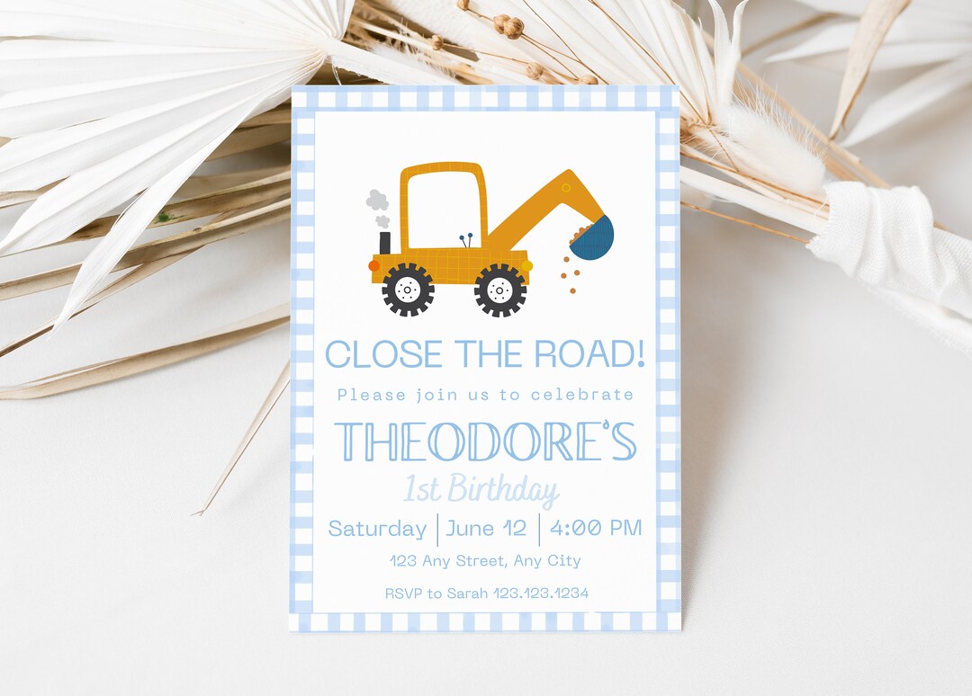 Editable Construction Birthday Invitation, Construction First Birthday ...