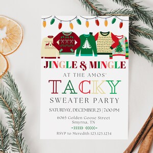 Tacky Sweater Invitation, Ugly Sweater Invitation, Tacky Sweater Party ...