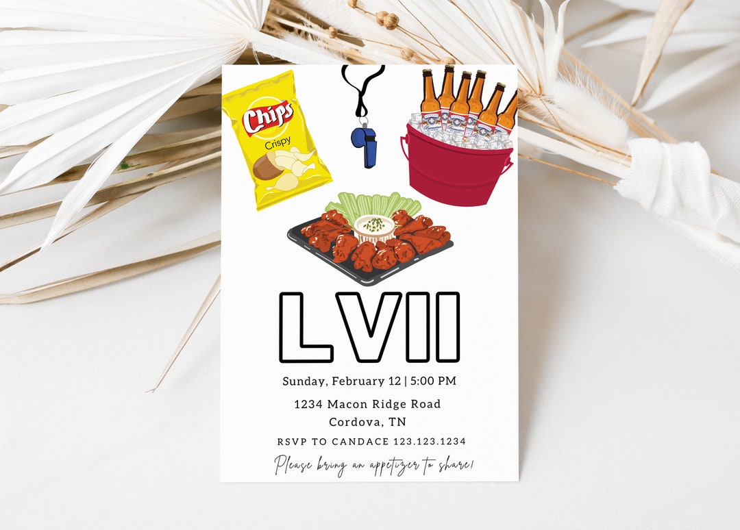 Editable Football Invitation, Football Invite, LVII, the Big Game, the ...