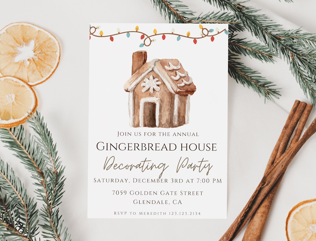 Gingerbread House Decorating Invitation, Gingerbread House Invitation ...