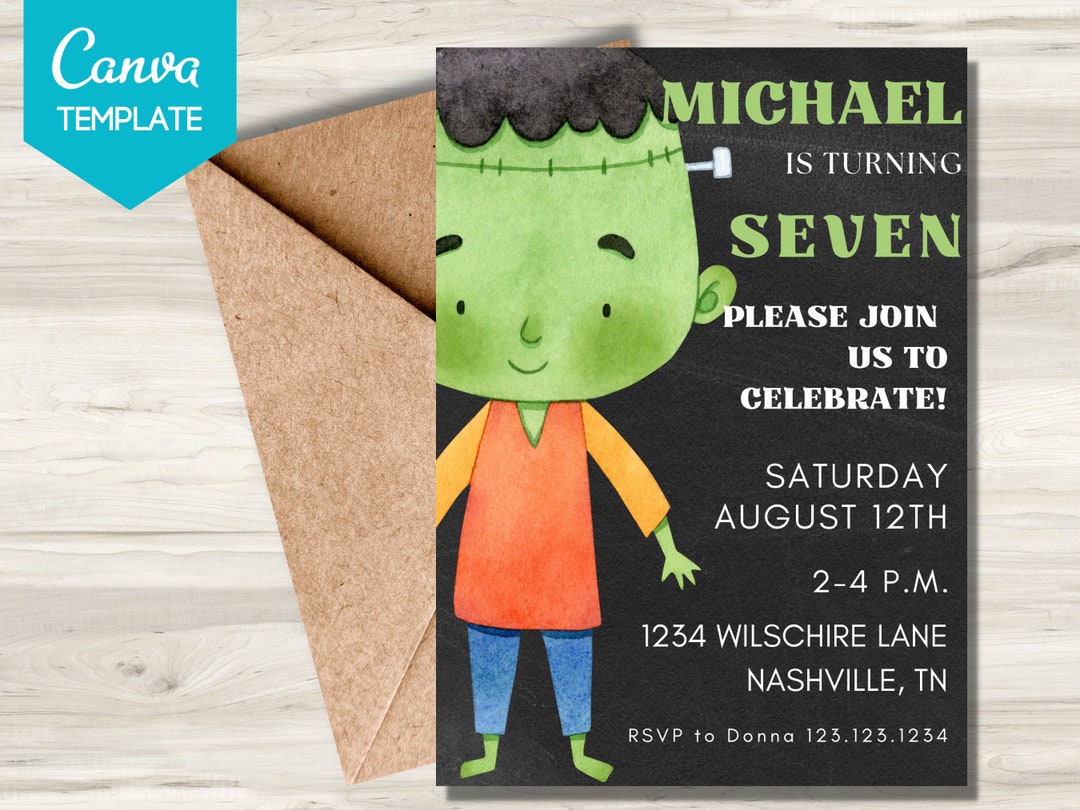 Frankenstein Invitation, Frankenstein Birthday Invitation, Frankenstein ...