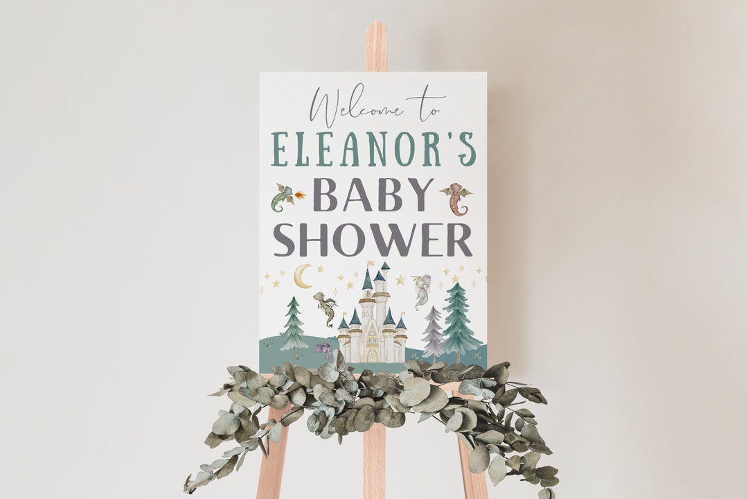 Dragon Baby Shower Welcome Sign, Dragon Shower Decor, Dragon Shower ...