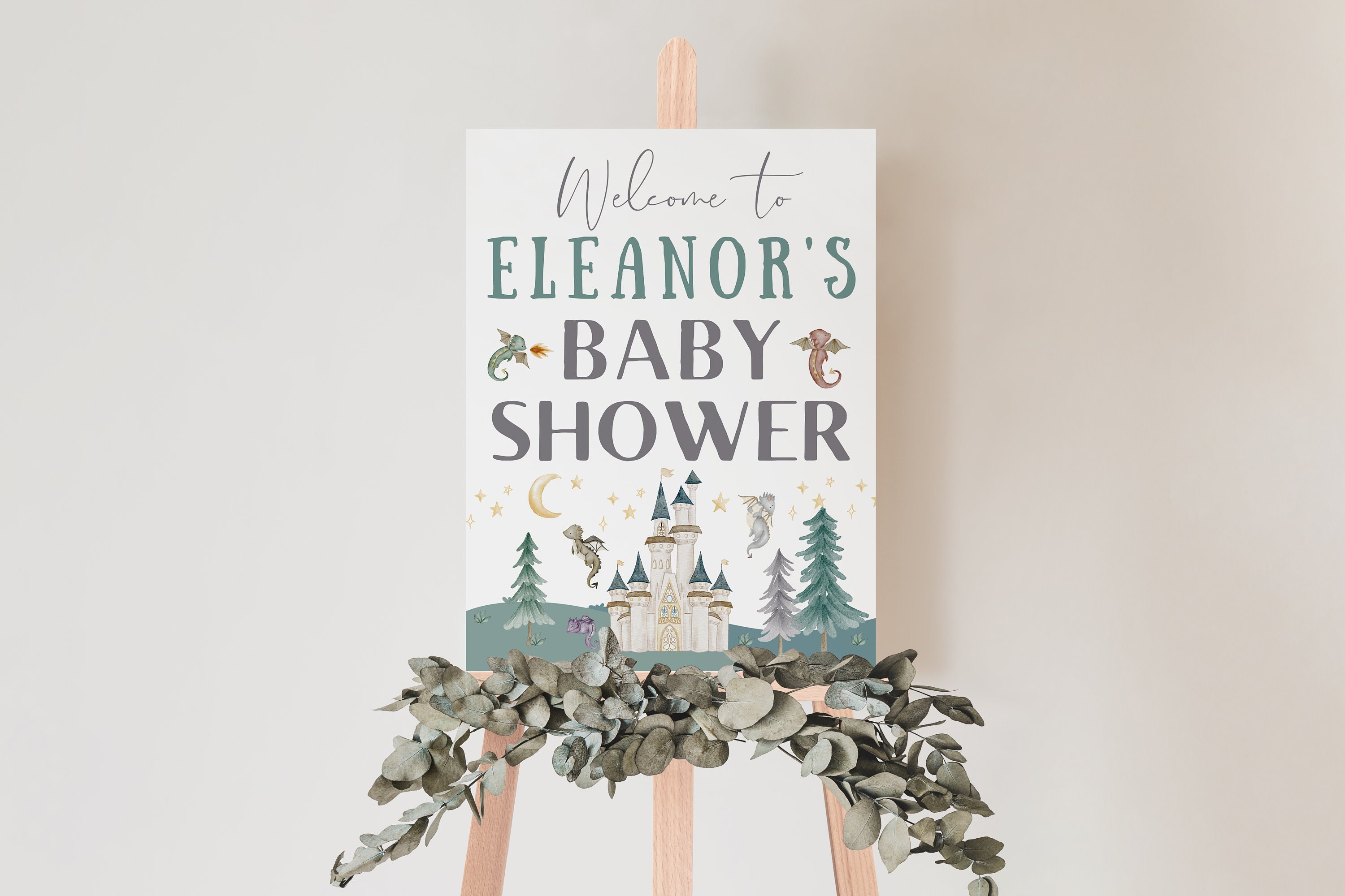 Dragon Baby Shower Welcome Sign, Dragon Shower Decor, Dragon Shower ...