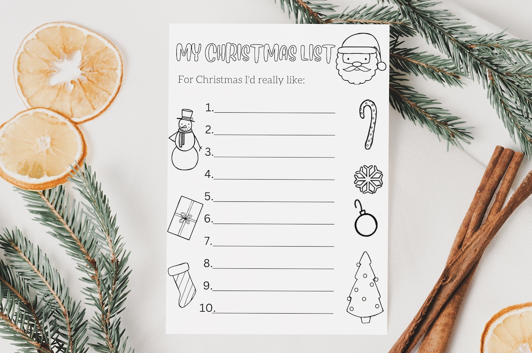 Christmas List Printable, Christmas List Coloring Sheet, Letter to ...