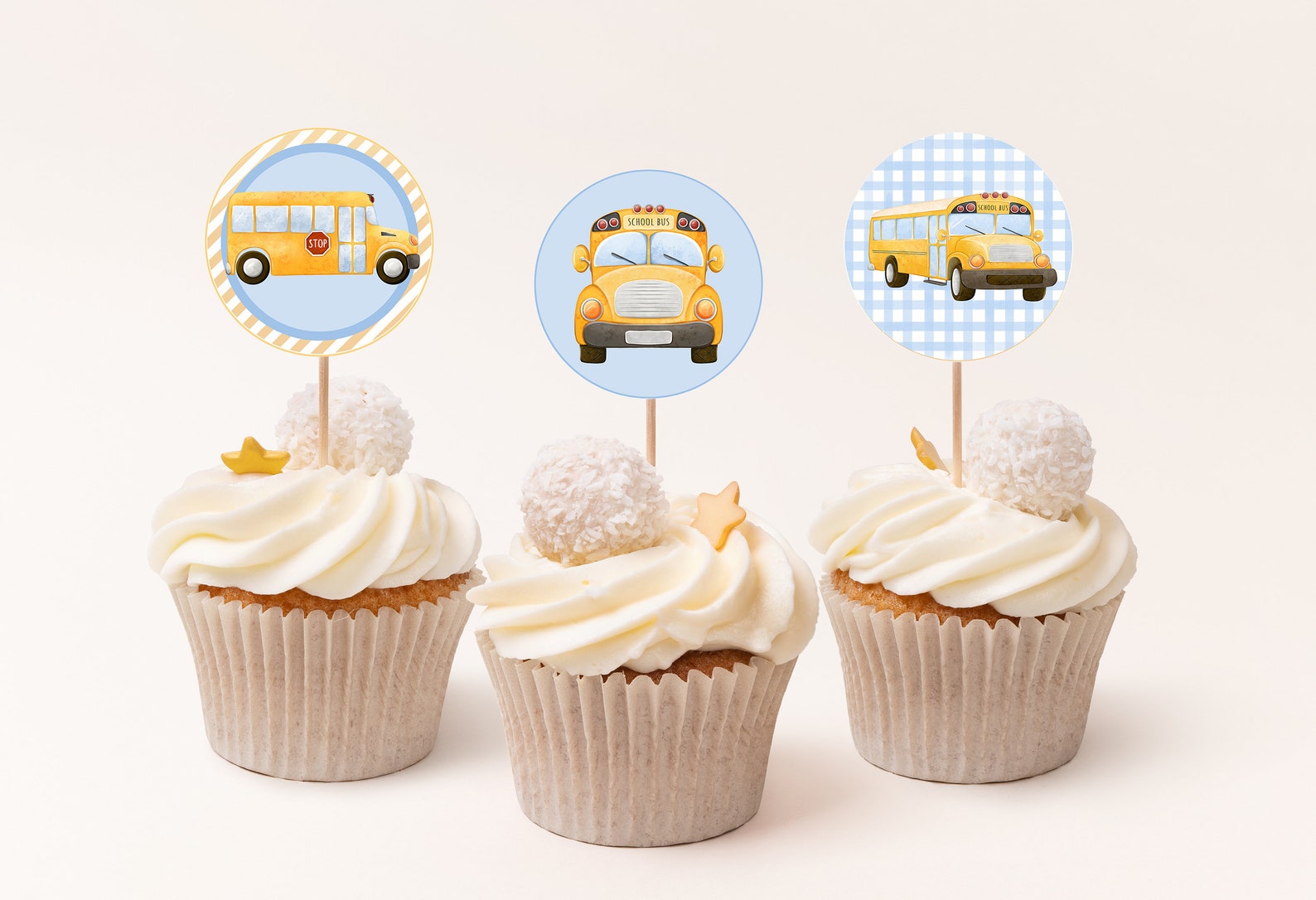 INSTANT DOWNLOAD Wheels on the Bus Cupcake Topper, Printable, Wheels on ...