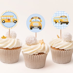 INSTANT DOWNLOAD Wheels on the Bus Cupcake Topper, Printable, Wheels on ...