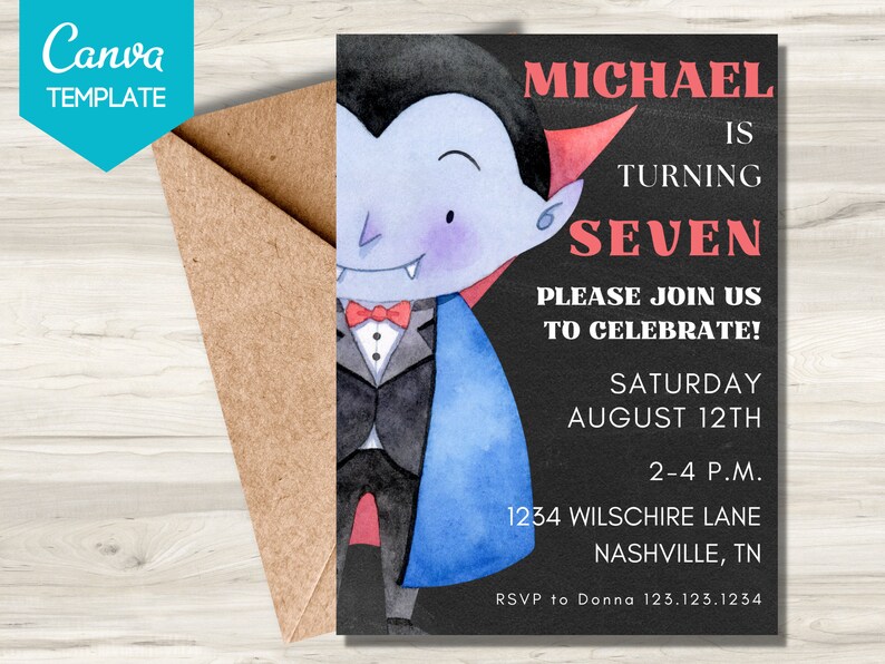 Vampire Invitation, Vampire Birthday Invitation, Vampire Party ...