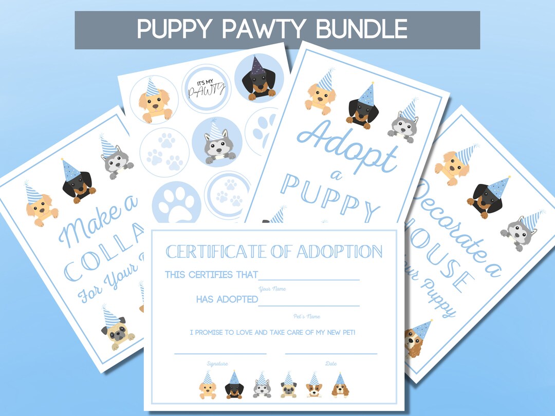 Puppy Pawty Printable Bundle (invite Not Included), Puppy Pawty Theme ...