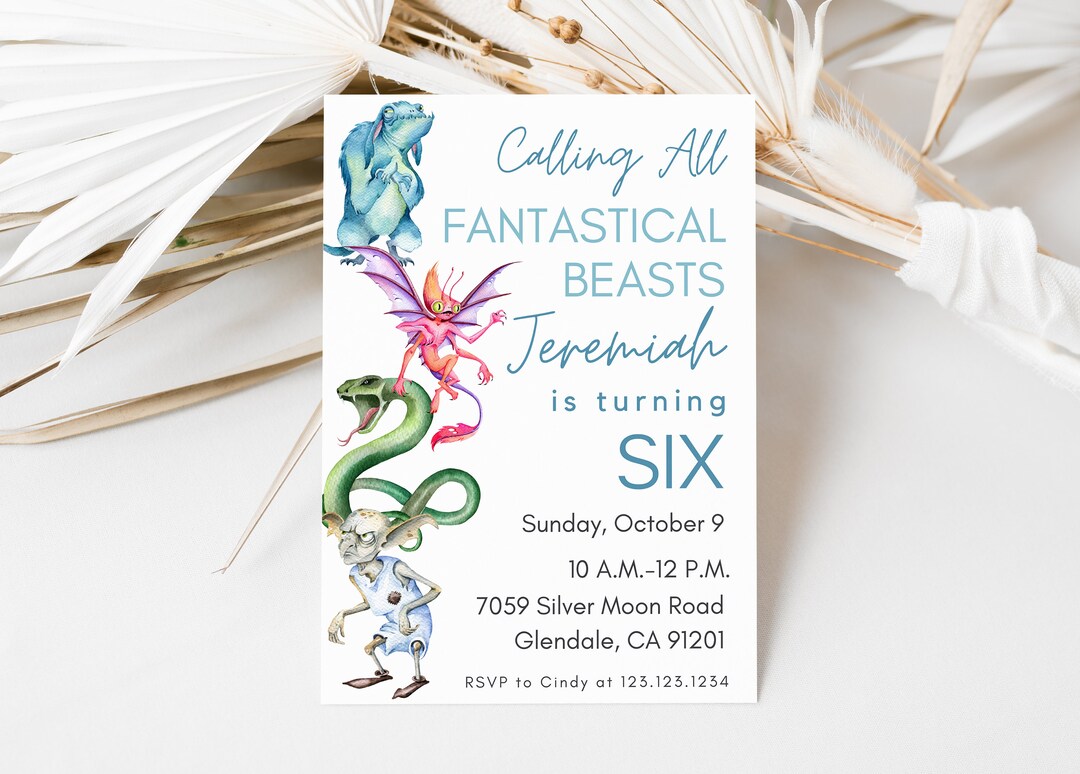 Mythical Creatures Invitation, Fantastic Beasts Invitation, Magical ...