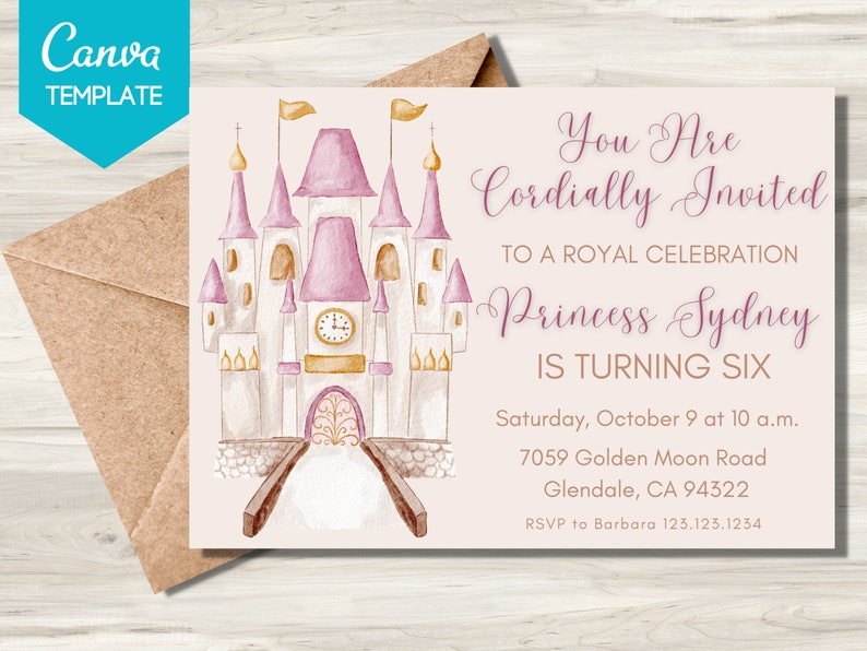 Princess Invitation / Princess / Castle / Disney / Printable / - Etsy