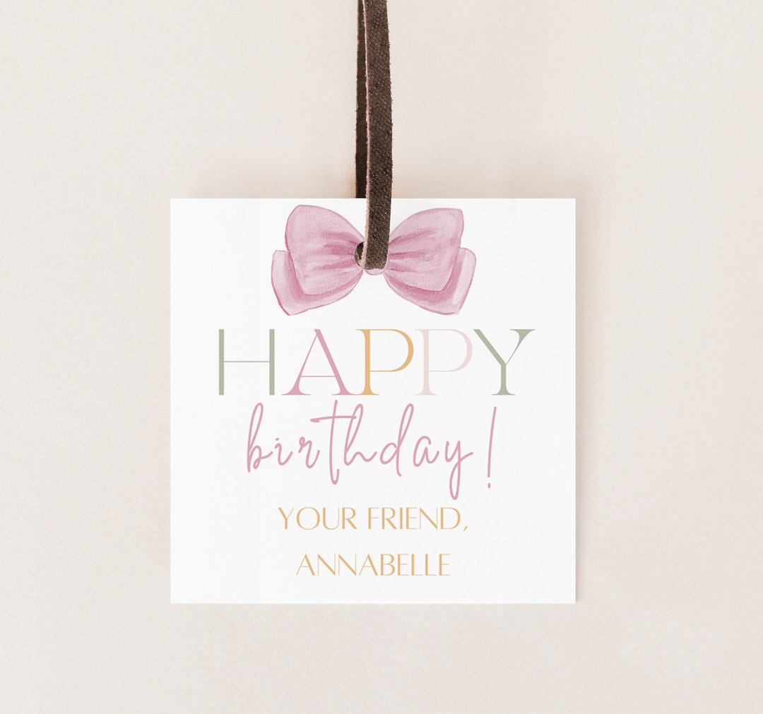Printable Gift Tag With Bow, Kids Gift Tags, Printable Tags for Girls ...