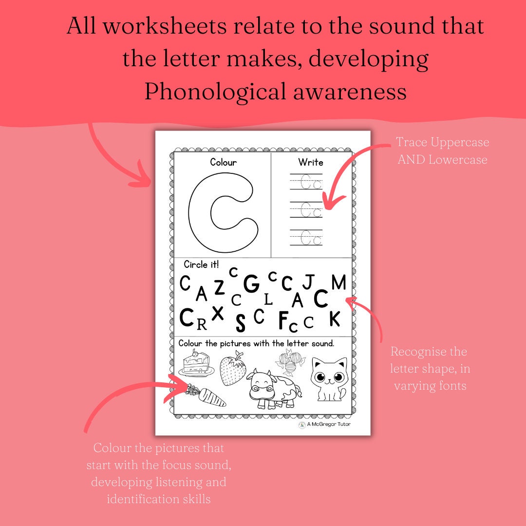 Printable Alphabet Letter Sounds Worksheets - 26 Pages, Preschool ...