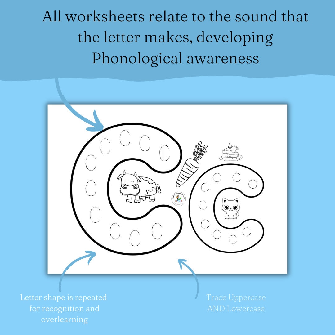 Phonics Tracing Letters Worksheets 26 Pages Tracing - Etsy