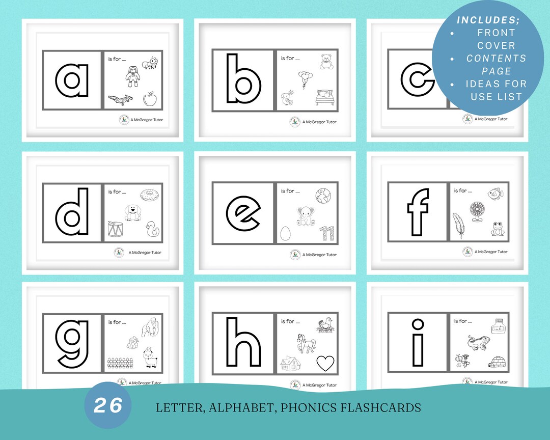 Set of Phonics Alphabet Letter Flashcards | Homeschooling Literacy ...