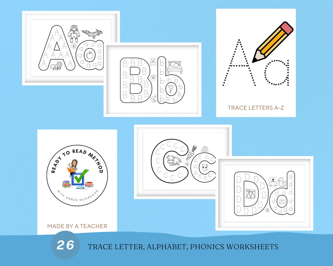 Phonics Tracing Letters Worksheets 26 Pages Tracing - Etsy