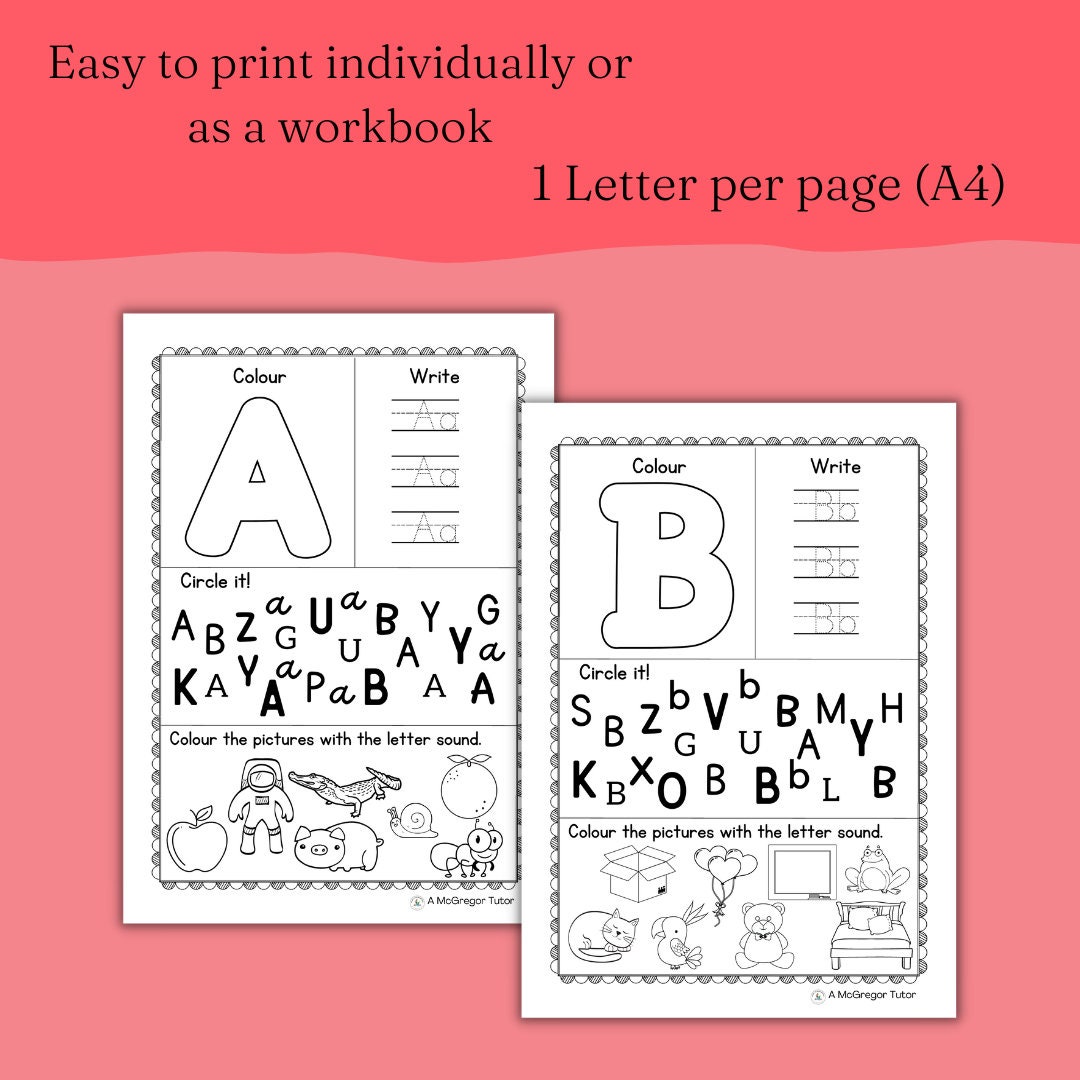 Printable Alphabet Letter Sounds Worksheets - 26 Pages, Preschool ...
