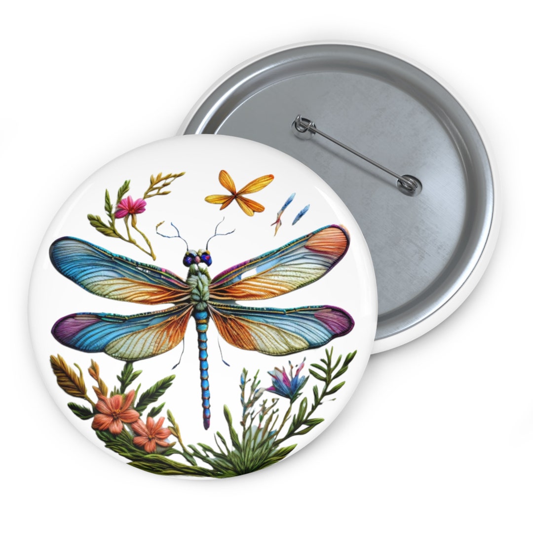 Dragonfly Button Pin Holographic Dragonfly Printed on Metal 3 - Etsy