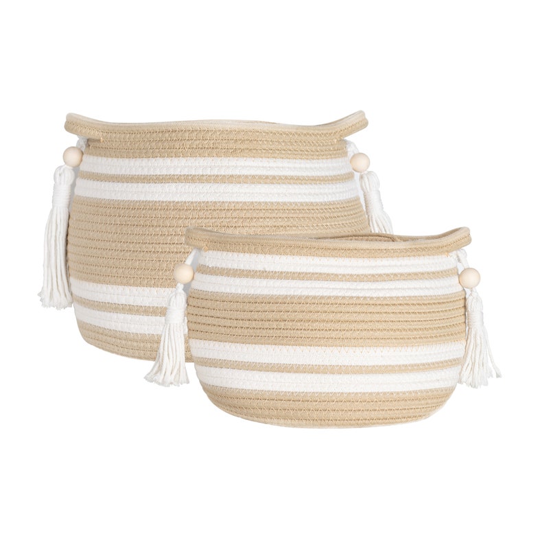 White Cotton Rope Basket - Etsy