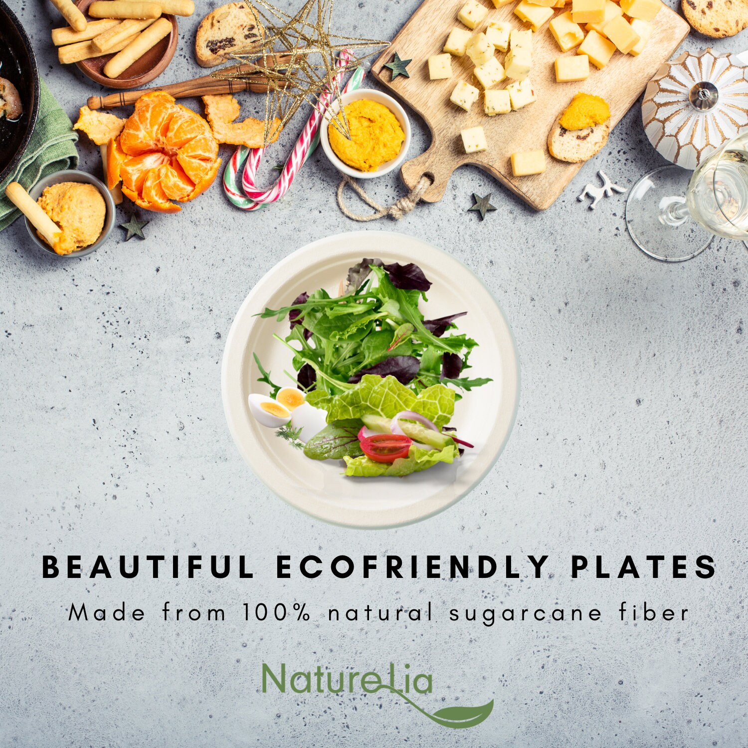 Sugarcane Disposable Plates | 7-inch Round Party Plate | Compostable ...