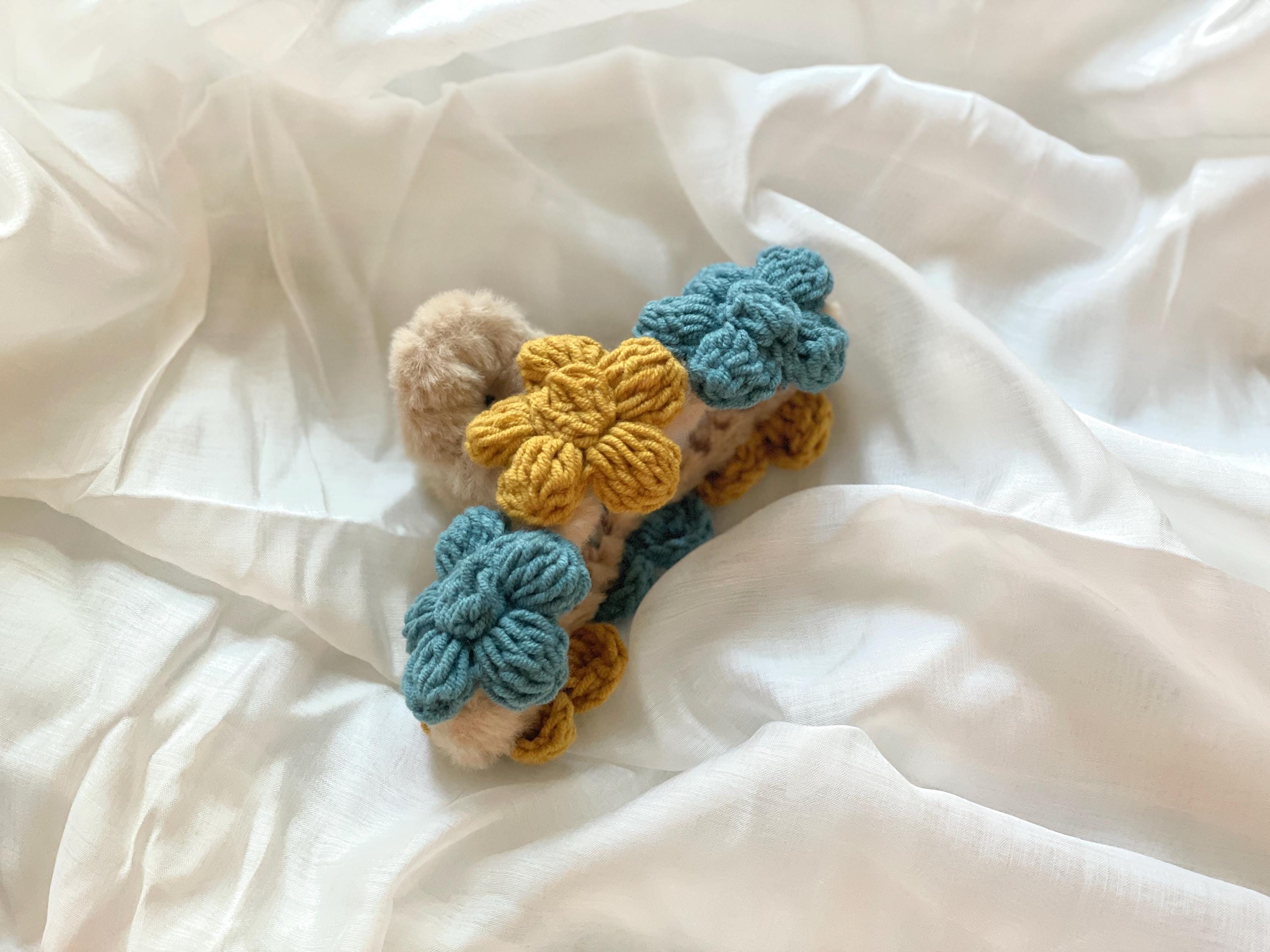 Crochet Floral Hair Claw for Women and Girls 5 Inch Multi-color Hair ...