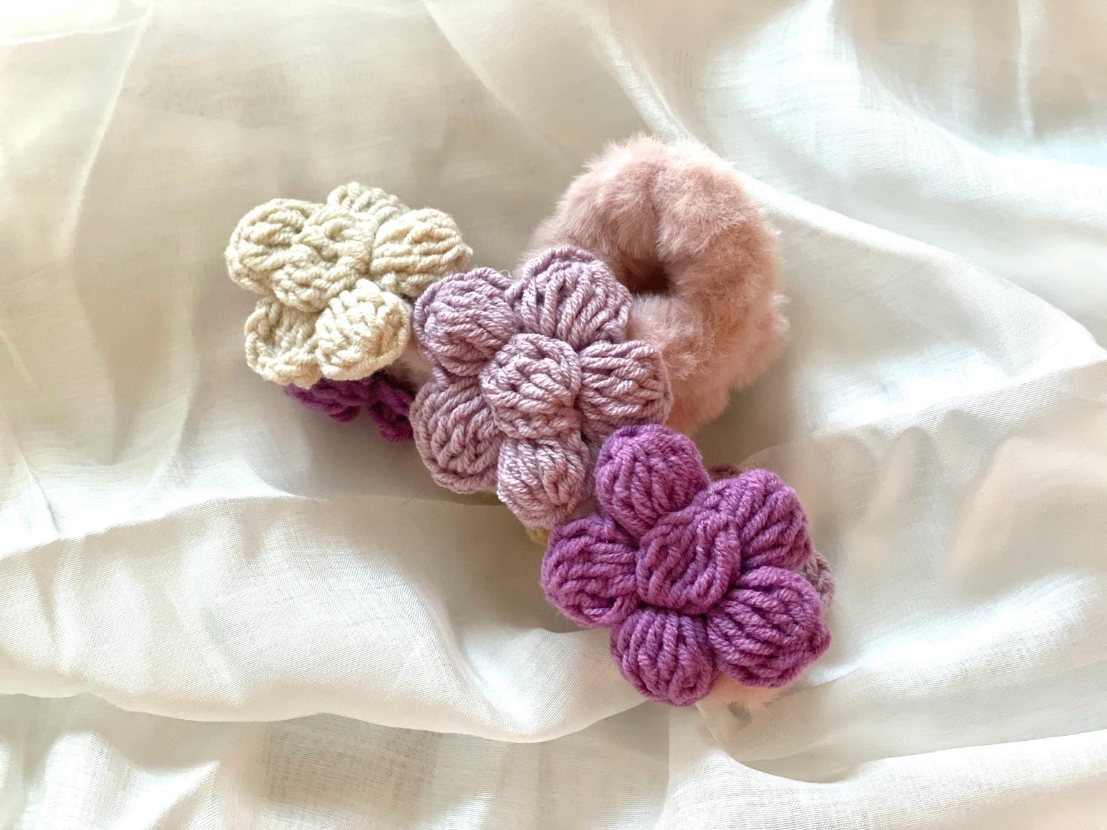 Crochet Floral Hair Claw for Women and Girls 5 Inch Multi-color Hair ...