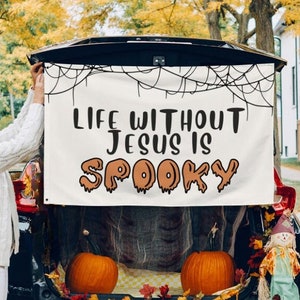 Christian Happy Halloween Trunk or Treat Backdrop Banner Sign Car SUV ...