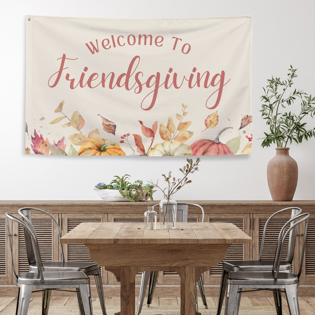 Happy Friendsgiving Banner Hanging Wall Decor for Friendsgiving Dinner ...