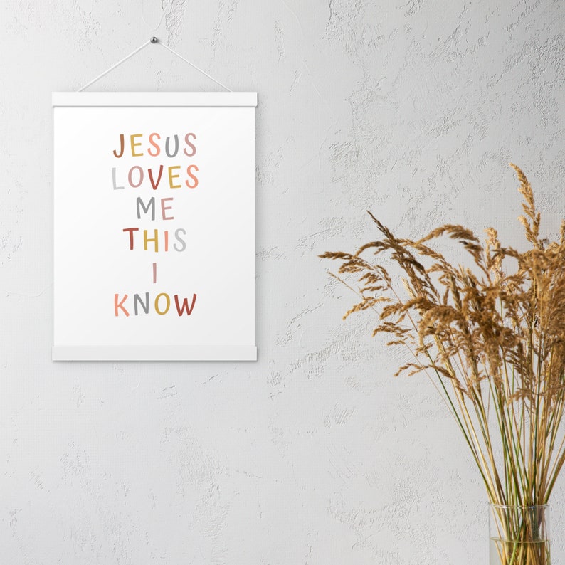 Jesus Loves Me Poster, Bible Verse Wooden Hanging Poster, Kids ...