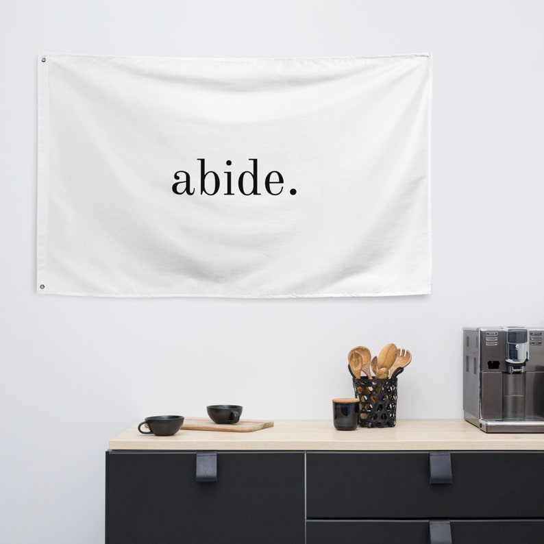 Abide Wall Sign, Inspirational Banner, Minimalist Christian Wall Decor ...