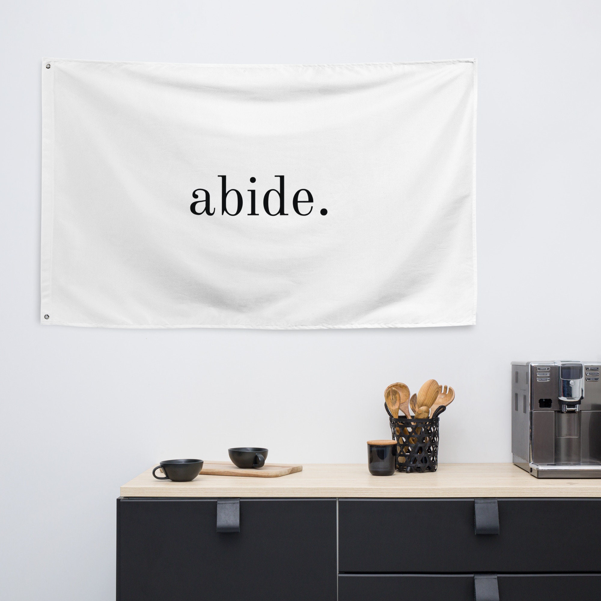 Abide Wall Sign, Inspirational Banner, Minimalist Christian Wall Decor ...