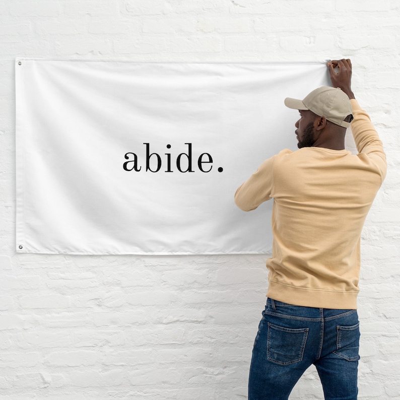 Abide Wall Sign, Inspirational Banner, Minimalist Christian Wall Decor ...