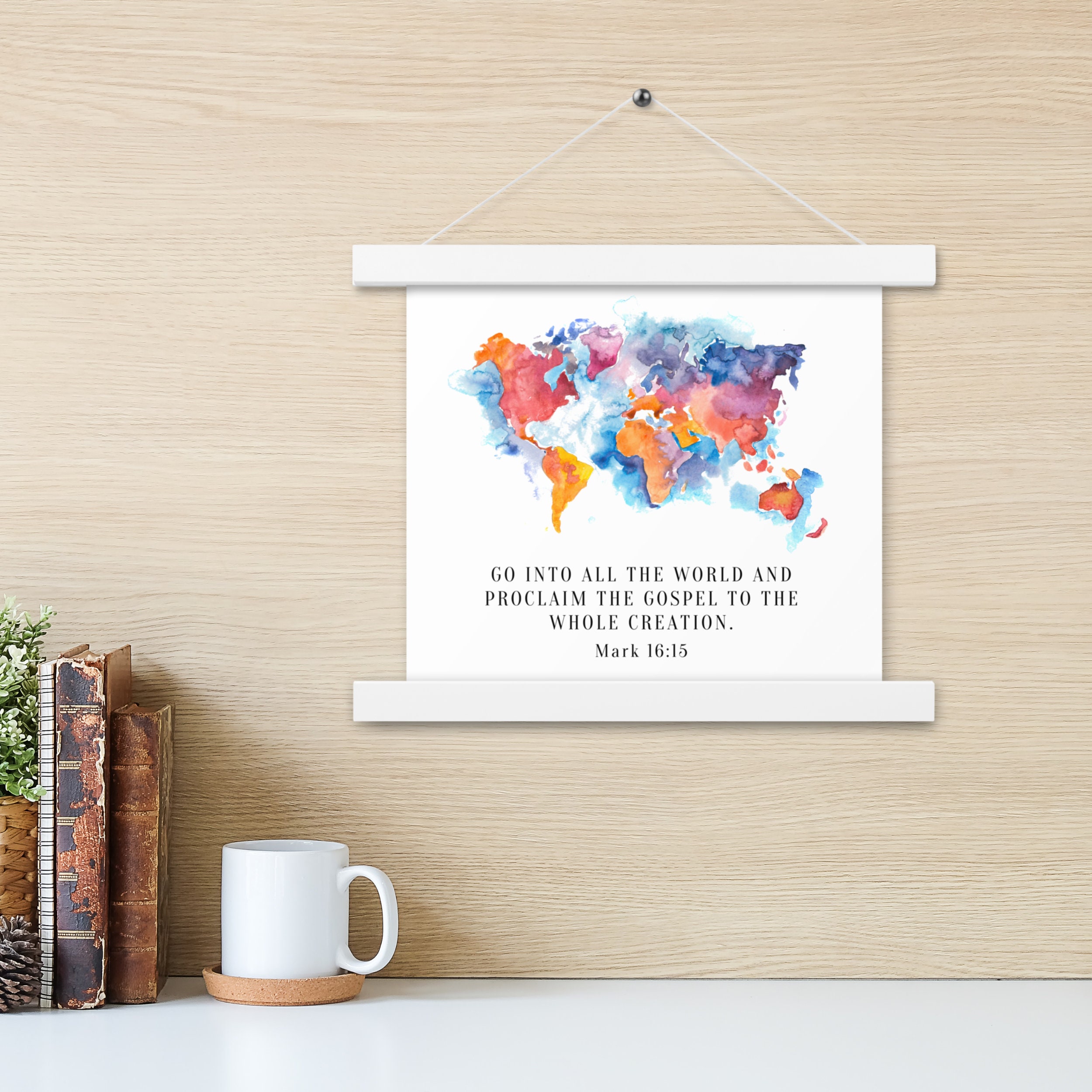 World Map Poster, Aesthetic Christian Wall Art, Minimalist Christian ...
