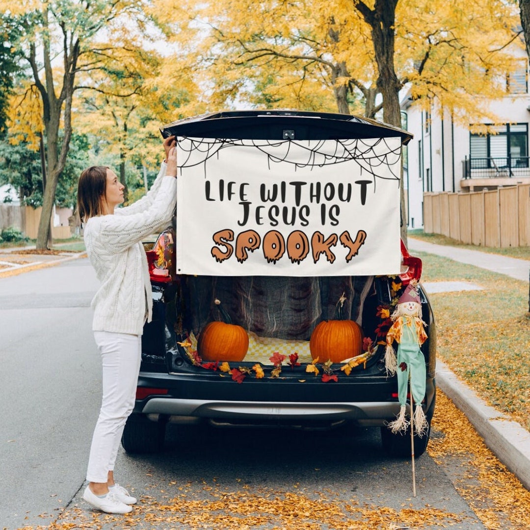 Christian Happy Halloween Trunk or Treat Backdrop Banner Sign Car SUV ...