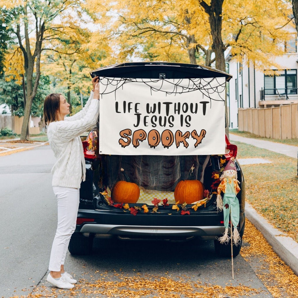 Christian Happy Halloween Trunk or Treat Backdrop Banner Sign Car SUV ...